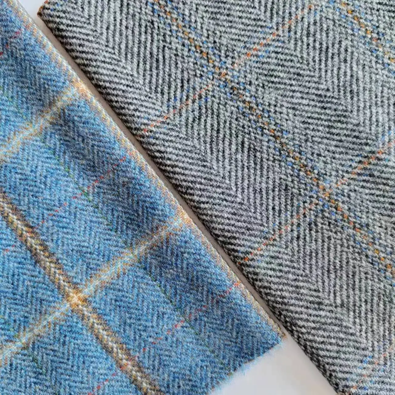 Shop Our Mixed Color Herringbone Check Vintage Wool Fabric