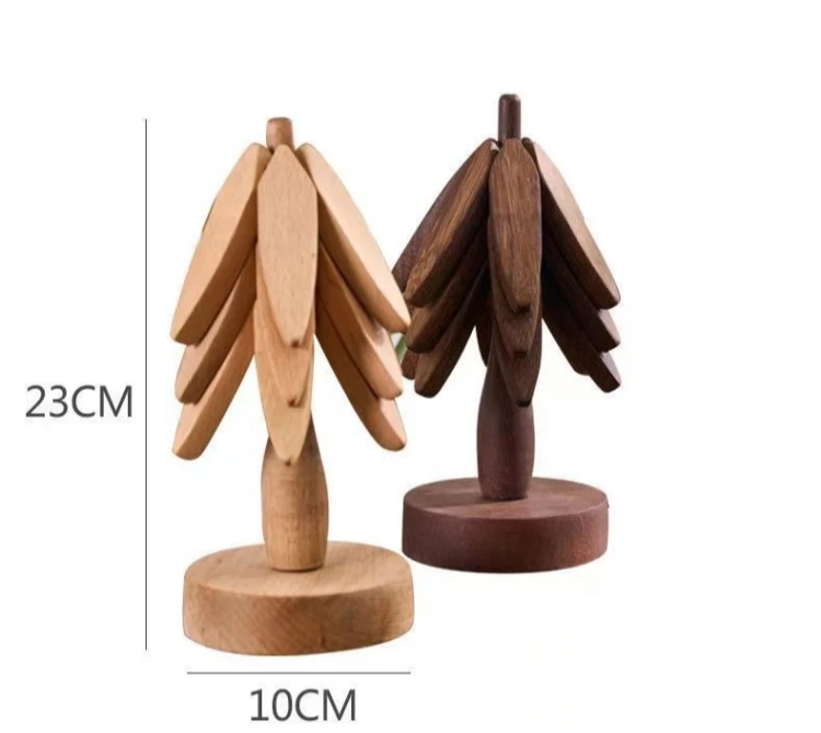 Creative Wooden Tabletop Decoration Mat Tree Shape Heat Insulation Pad ...