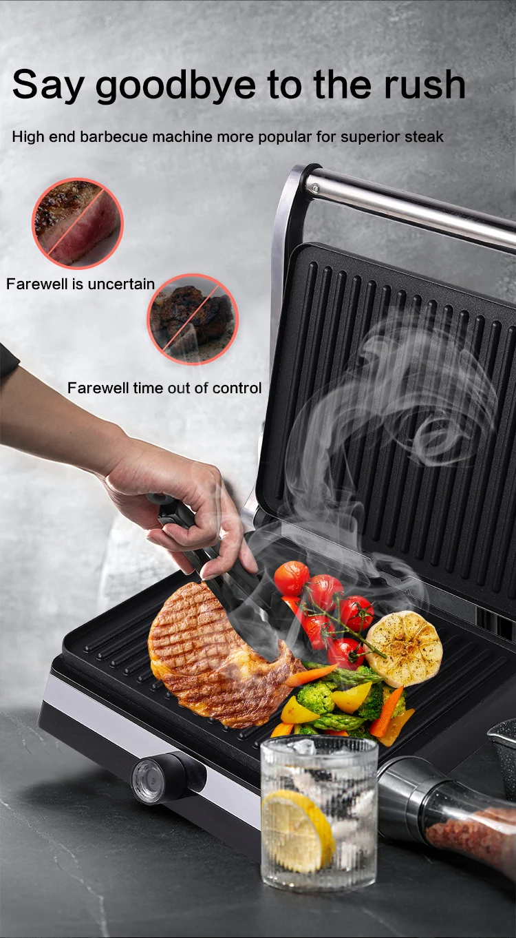 New Design 3 In 1 2000w Maker Customized Plate Handle Bbq Steak Contact ...