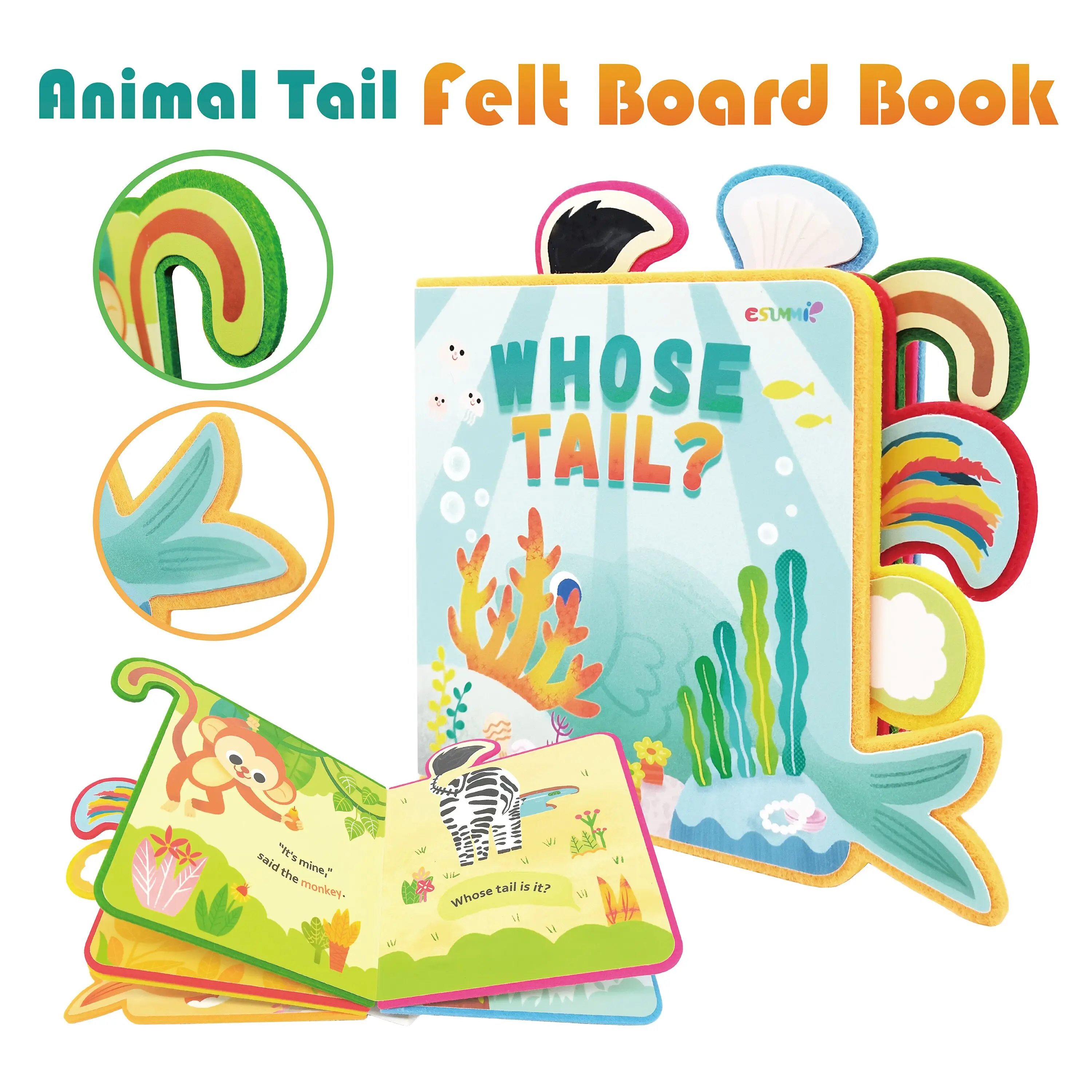 NEW Animal Tail Felt Board Book Educational Busy Book for Kid Child ...