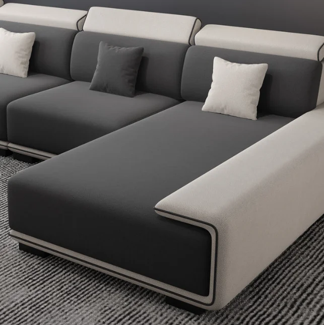 Italian Modern Leather L-shaped Combination Sofa Set Solid Wood ...