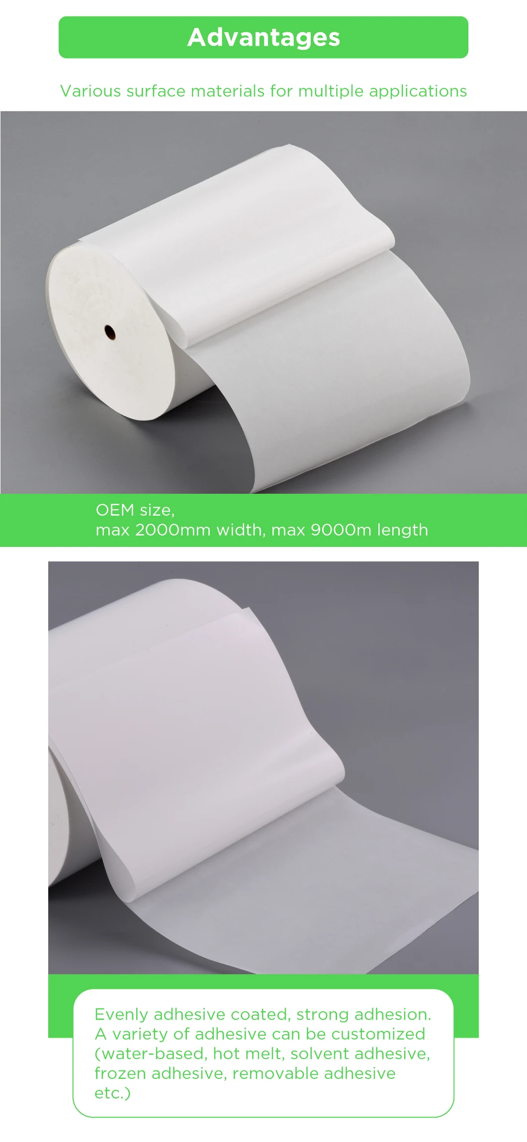 75mic Removable Label PP Synthetic Paper Label Roll Adhesive Jumbo Roll ...