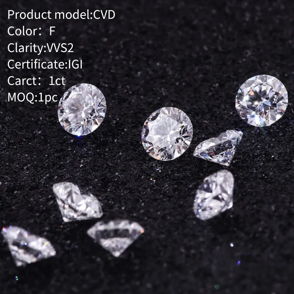 IGI GIA Certificate 0.5ct 1ct 1.5ct 2ct 3ct Wholesale Lab Created Grown Loose Diamond HPHT CVD ...