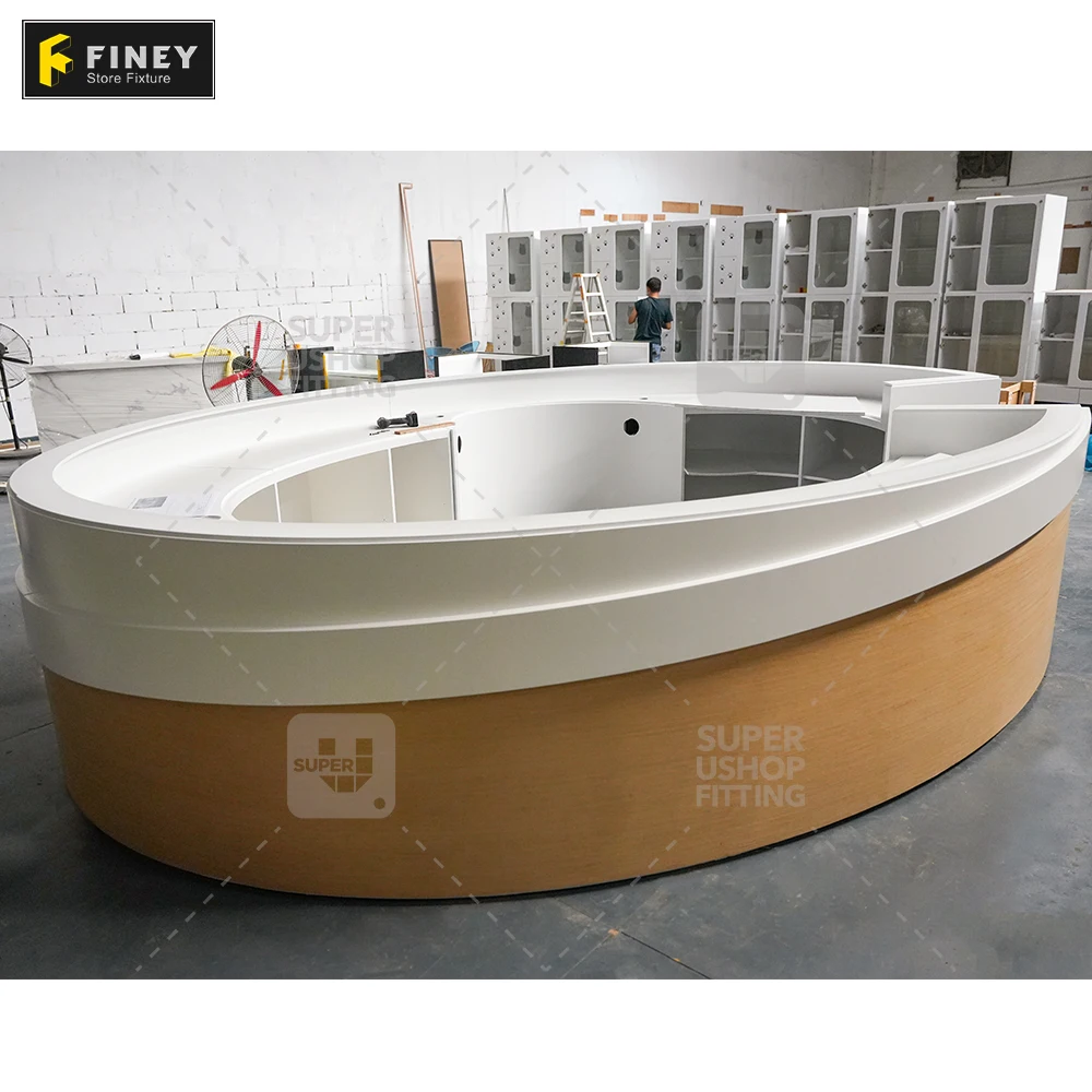 Customized Modern White Circular Round Reception Desks Half Round ...