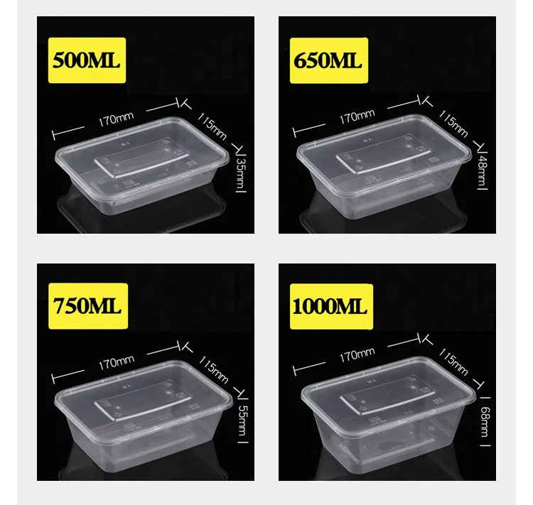 500 Ml Disposable Lunch Box Wholesale - Transparent Plastic