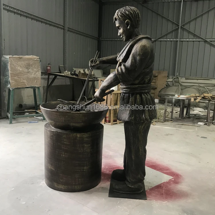 Antique Copper Stinky Tofu Figure Sculpture Restaurant Welcome ...