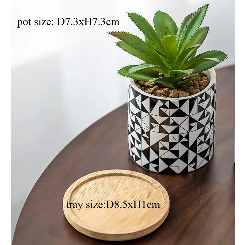 Geometric Figures Ceramic Flower Pots & Planters Inexpensive Black And ...