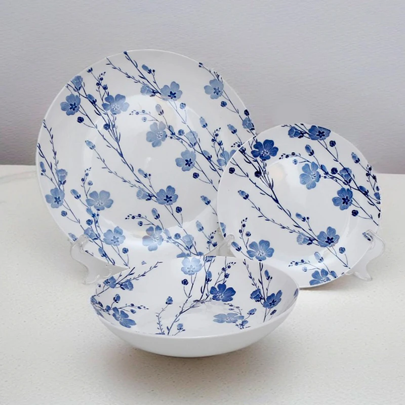 Luxury 18pcs Eco-Friendly Blue Flower Modern Customized Porcelain ...