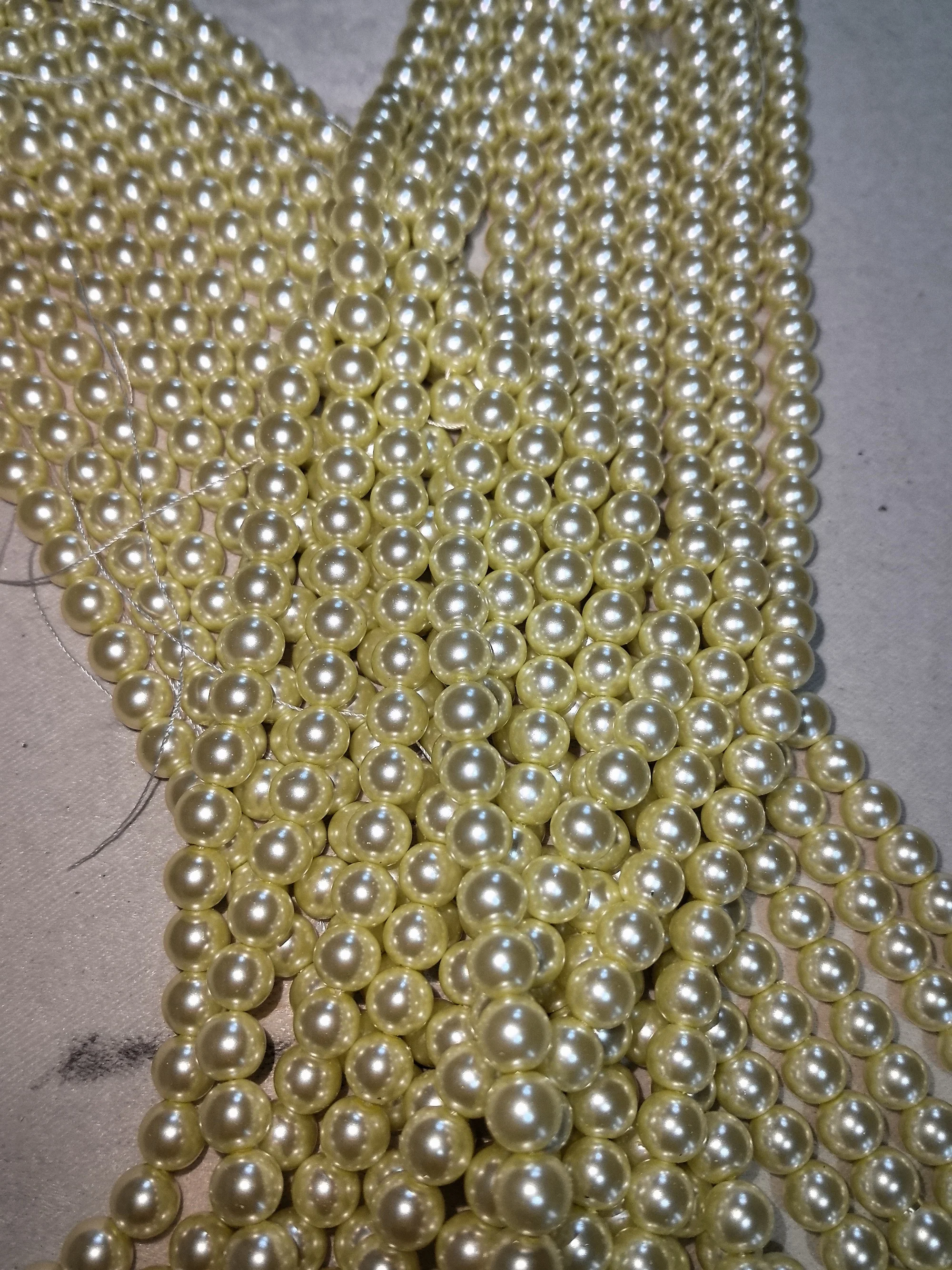Stock for Sale 9mm Beige Yellow Pearl Color Round Shape Glass Loose ...