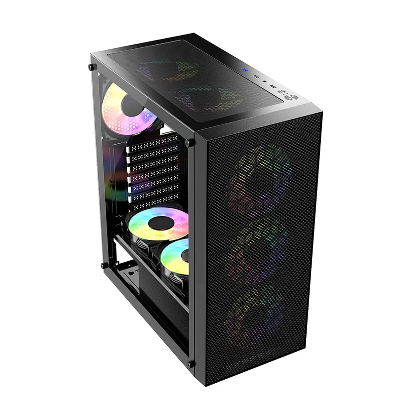 Atx M-atx Full Tower Gaming Computer Case Desktop Tempered Glass Side ...