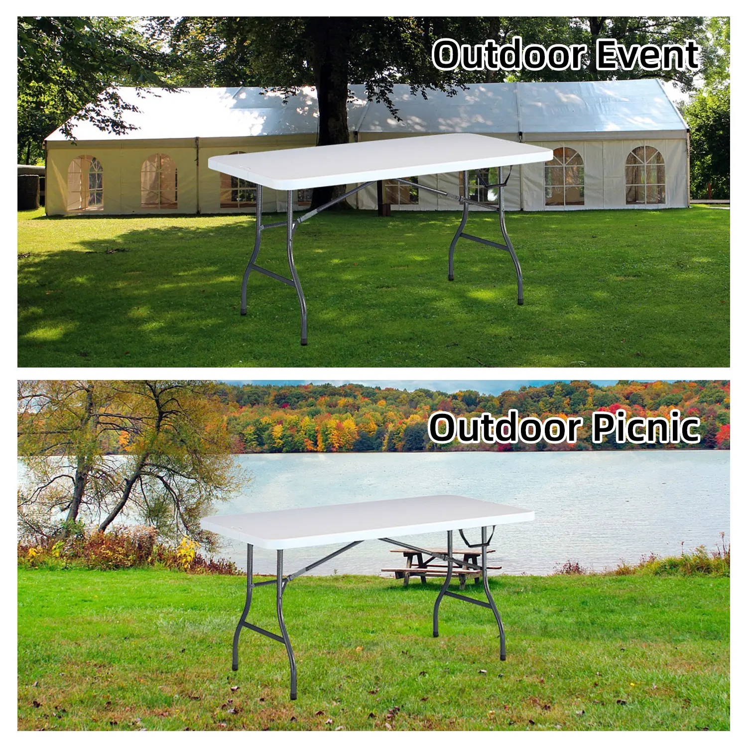 6ft Portable Outdoor Furniture - Foldable & Easy to Clean