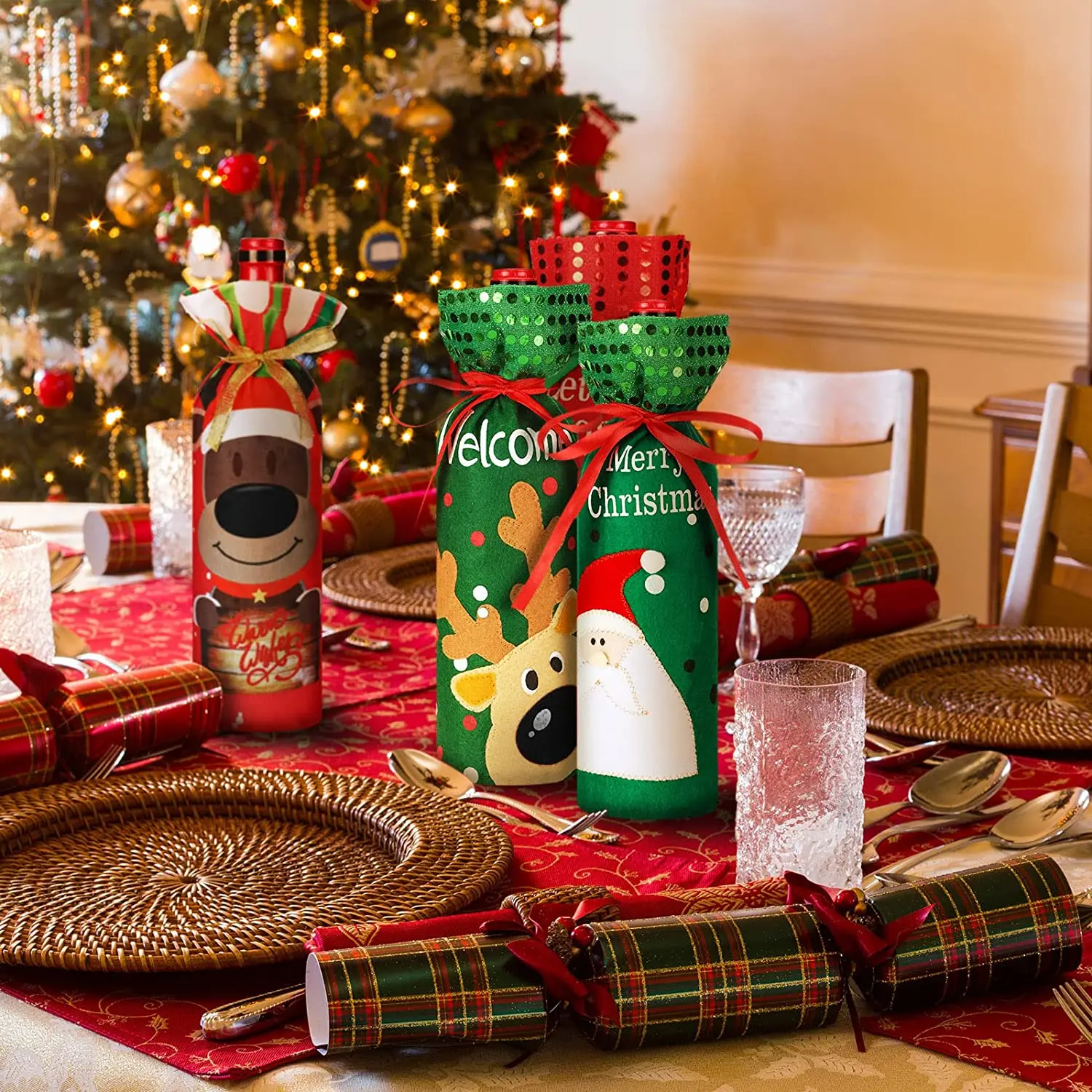 Decorative Christmas Wine Bottle Cover Bags Merry Christmas Decor For ...