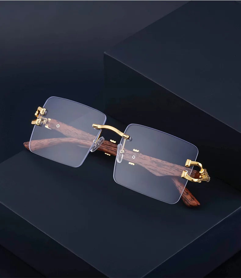 LBA Shades Retro Rimless Sunglasses - Personalized Cheetah Frame