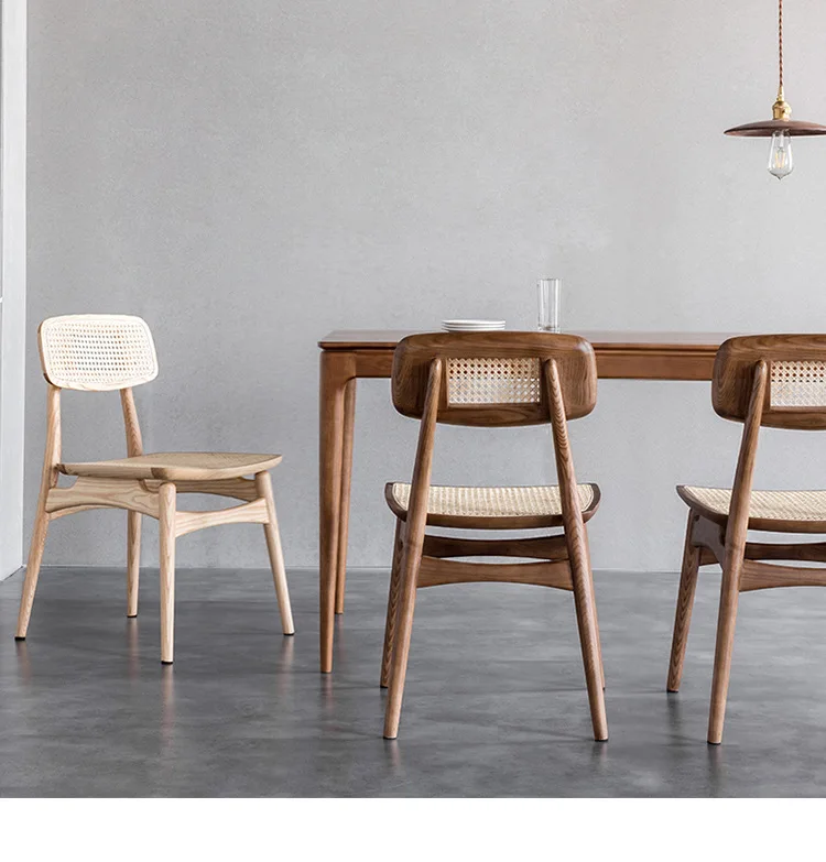 Modern Nordic Scandinavian Style Rattan And Solid Wood Dining Room ...