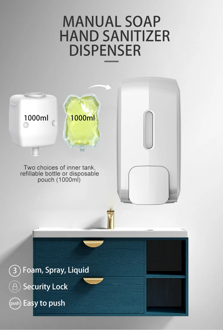 Factory 1200ml Refillable Bottle Or Disposable Sachet Manual Foam Soap ...