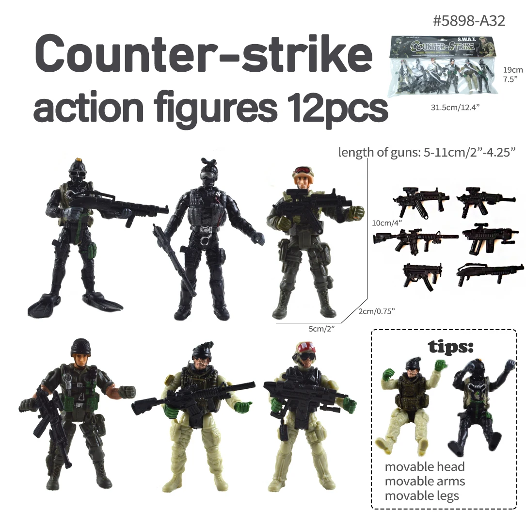 6-in-1 S.W.A.T. Counter-Strike Toy Soldiers with Guns