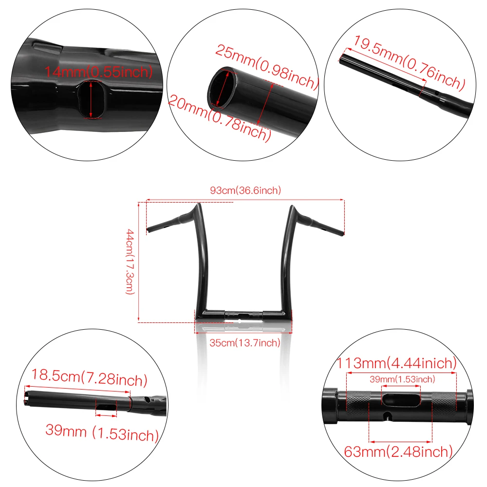 Custom Ape Hanger Bars - 18" Rise Bagger Handlebar for Harley