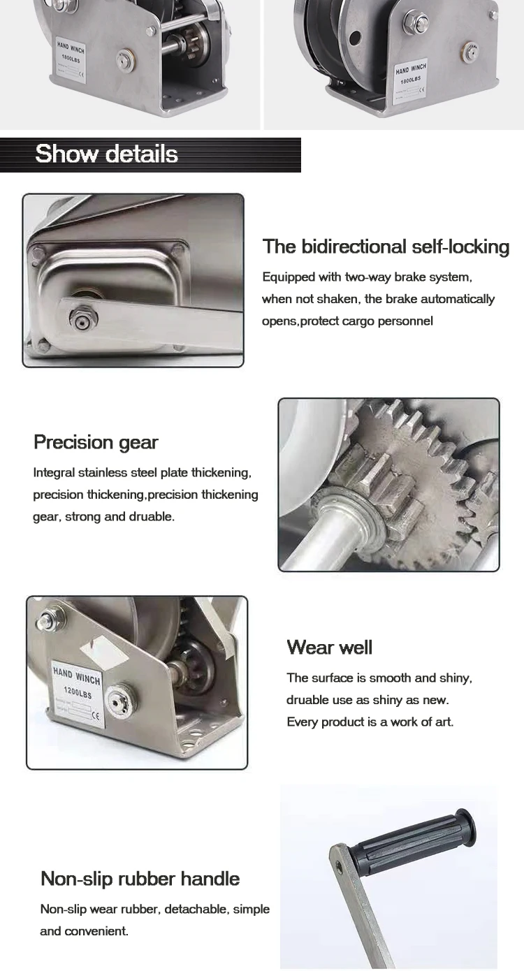 1800lb Boat Trailer Winch Hand Winch With 10m Cable Handle Crank Manual ...