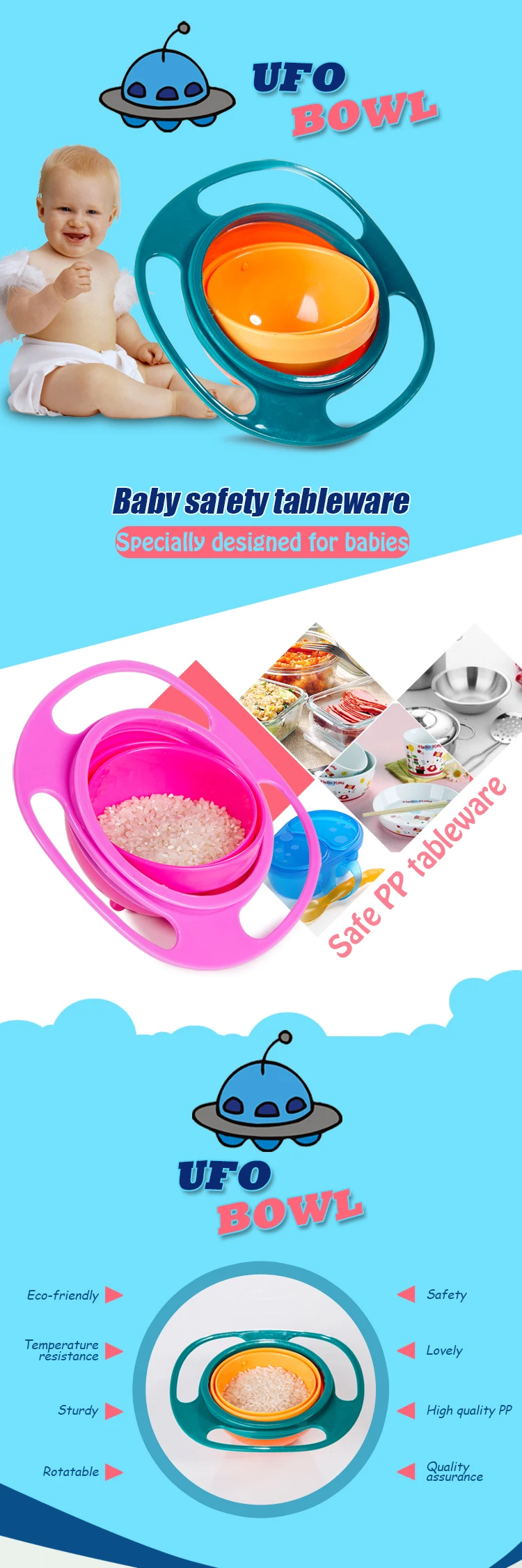 Wholesale Baby Food Feeding 360 Rotate Balance Bowls Hot Selling Anti ...