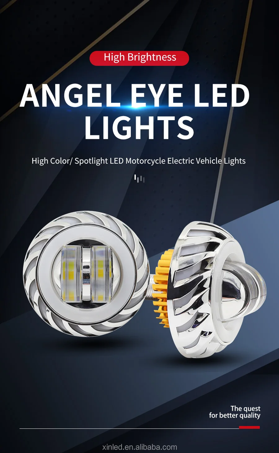 Motorcycle Headlight LED Angel Devil Eyes - RGB Hi/lo Beam