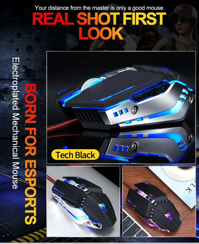 Suitable Colorful Glowing Gaming Mouse Fashion RGB Wired Computer Mouse ...