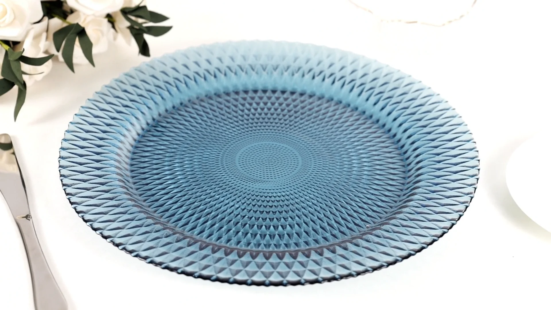 Glass Charger Plates Blue Purple Round 13inch Glass Plate Underplates ...
