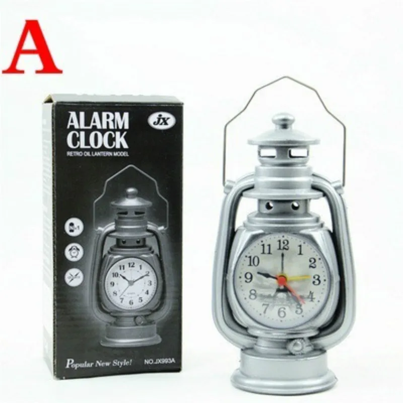 Vintage Alarm Clock Retro Oil Lamp Alarm Clock Watch Table Kerosene ...