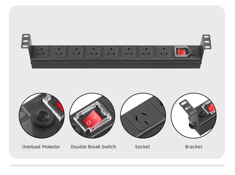 SAA Certificate PDU 19 Inch 8 Ways Australia Sockets Overload ...