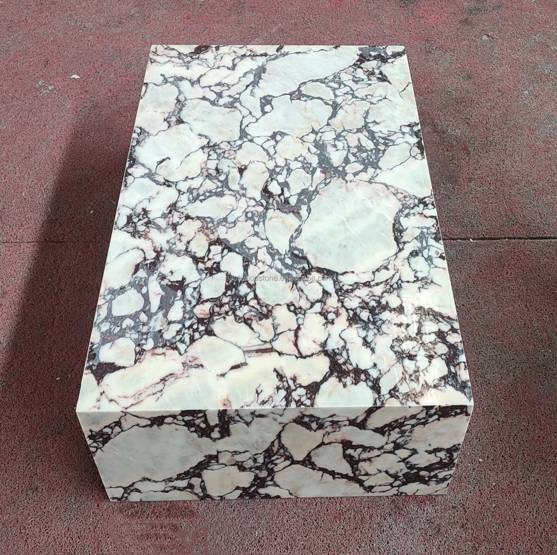Natural Modern Calacatta Viola Marble Block Plinth Table Coffee Table ...