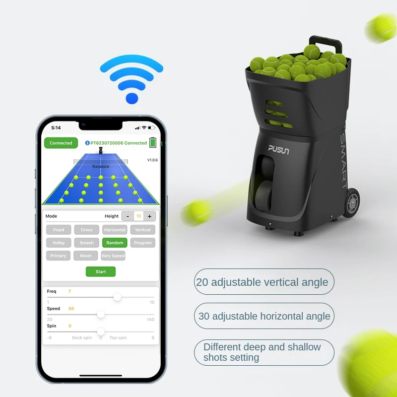 Portable Tennis Machine PT-Smart Tennis Ball Machine With App Control ...