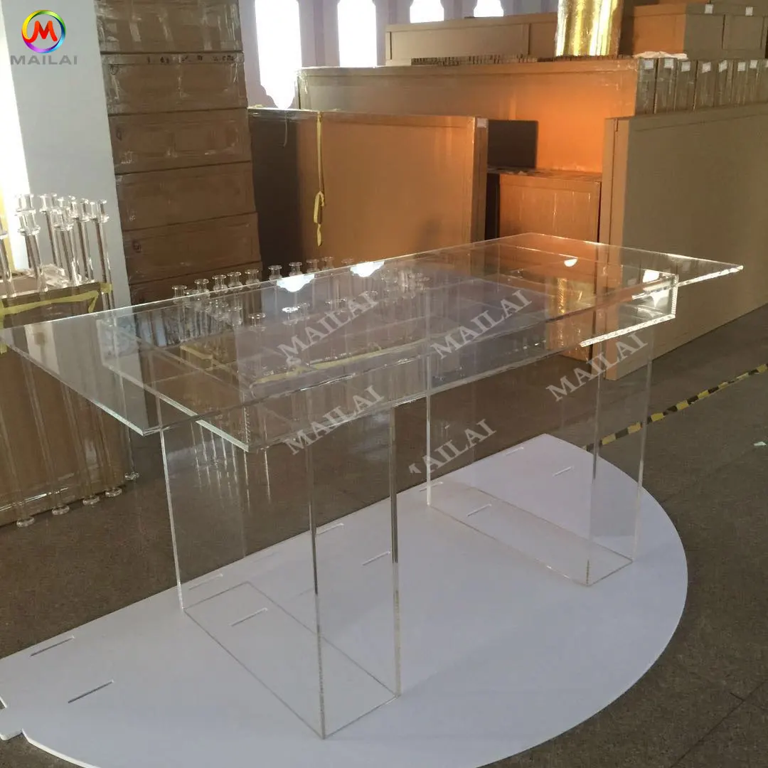 Cheap Rectangular Legs Transparent Acrylic Dining Table
