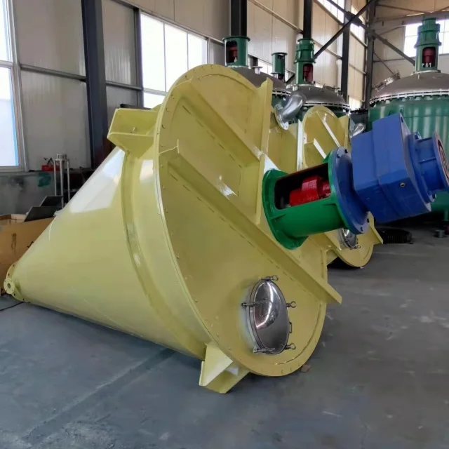 V Shaped Vertical Heated Conical Screw Series Helical Ribbon Mixer ...