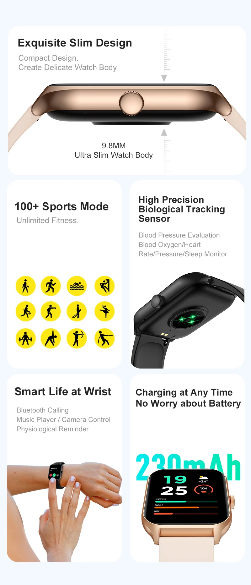 Buy Wholesale China P58 2023 1.96inch Hd Screen Heart Rate Blood ...