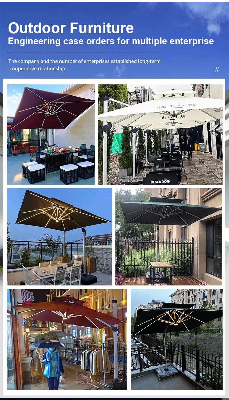 2024 100mm Aluminum Wood Grain Powder Coated Pole Patio Umbrella