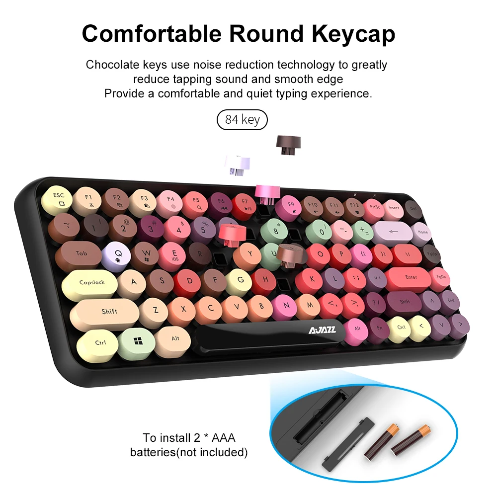 Universal Wireless Bluetooth Keyboard Retro Typewriter Round Key ...