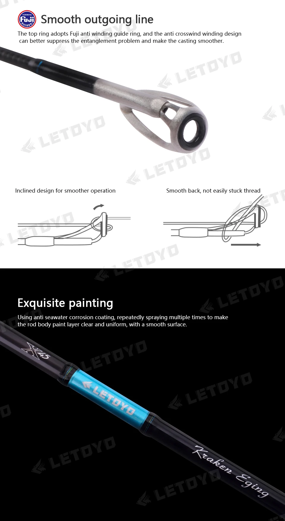 Letoyo Kraken Eging Mx Egi Rod 2.52m 2 Sections Egi Fishing Rod ...