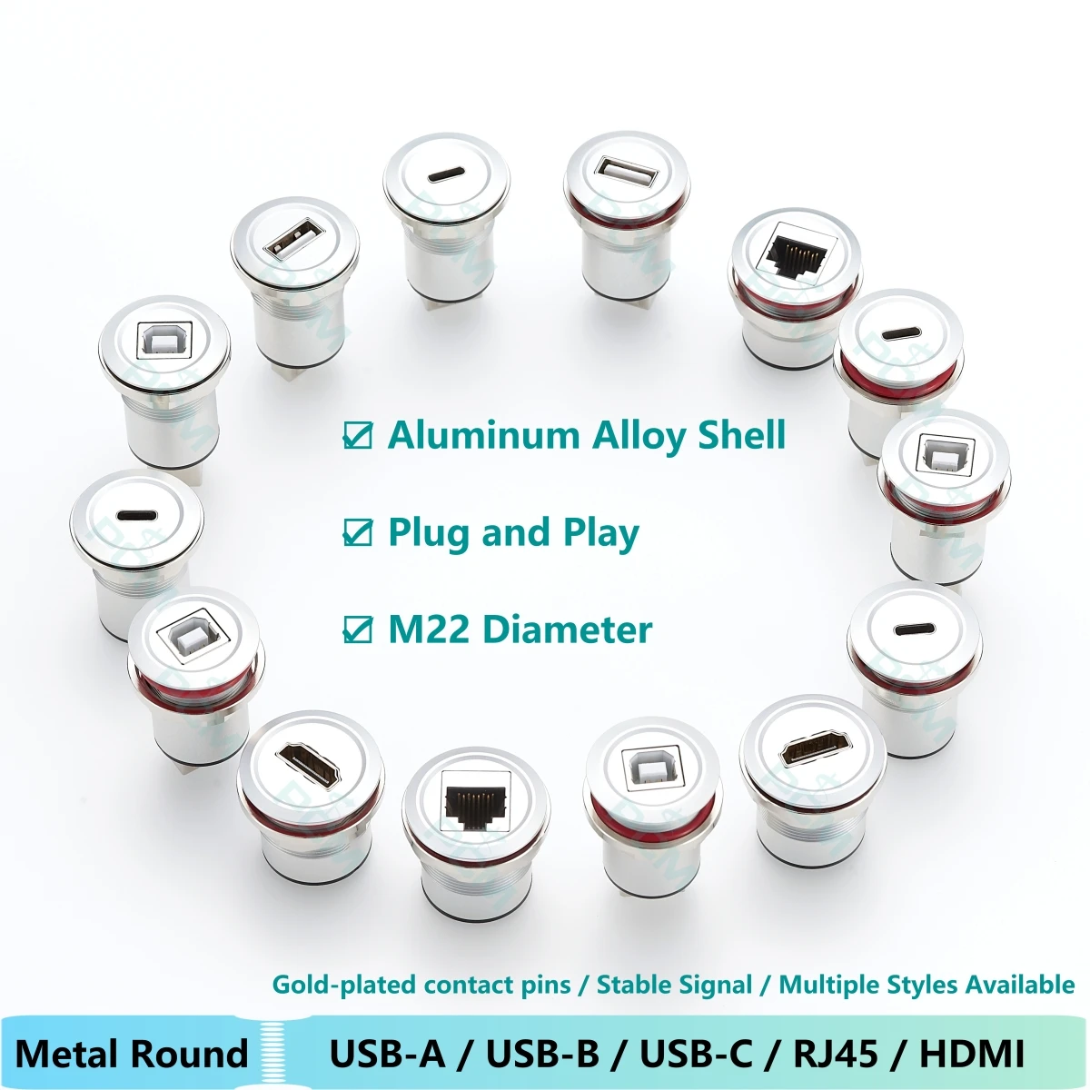 Industrial Aluminum Cat6 RJ45 Female Feedthru Socket
