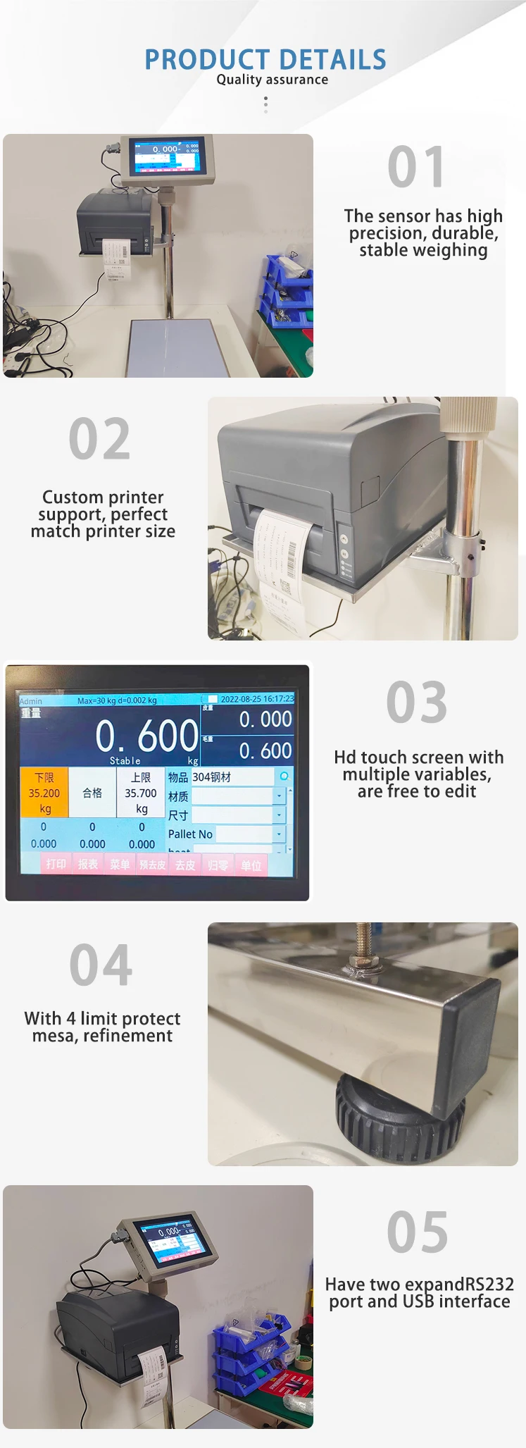300kg 500kg Tcs Portable Label Barcode Platform Scale With Printer ...