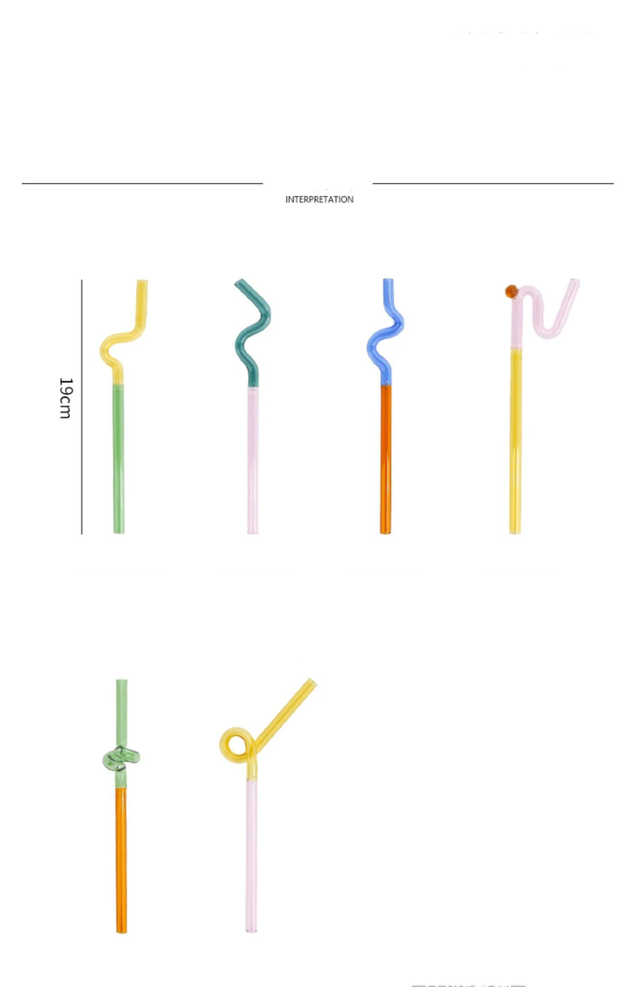 Reusable Cocktail Stirrers Glass Wavy Straw Twist Curly Glass Straws ...