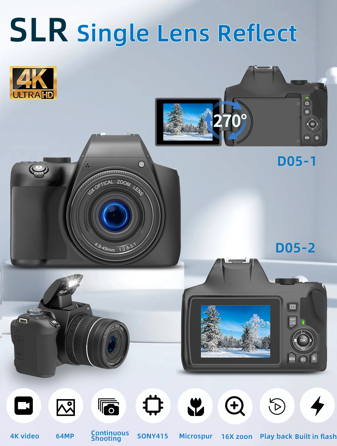 Wholesale New 10 Optical Zoom DSLR Camera UHD 4K Digital Camera