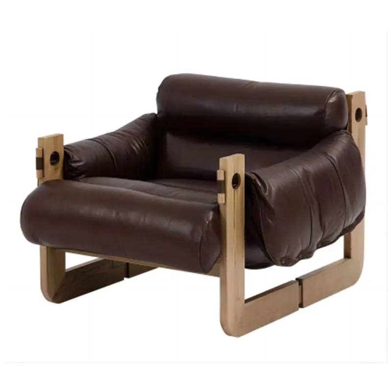 Nordic Retro Single Solid Wood Sofa Chair Living Room Designer Casual ...