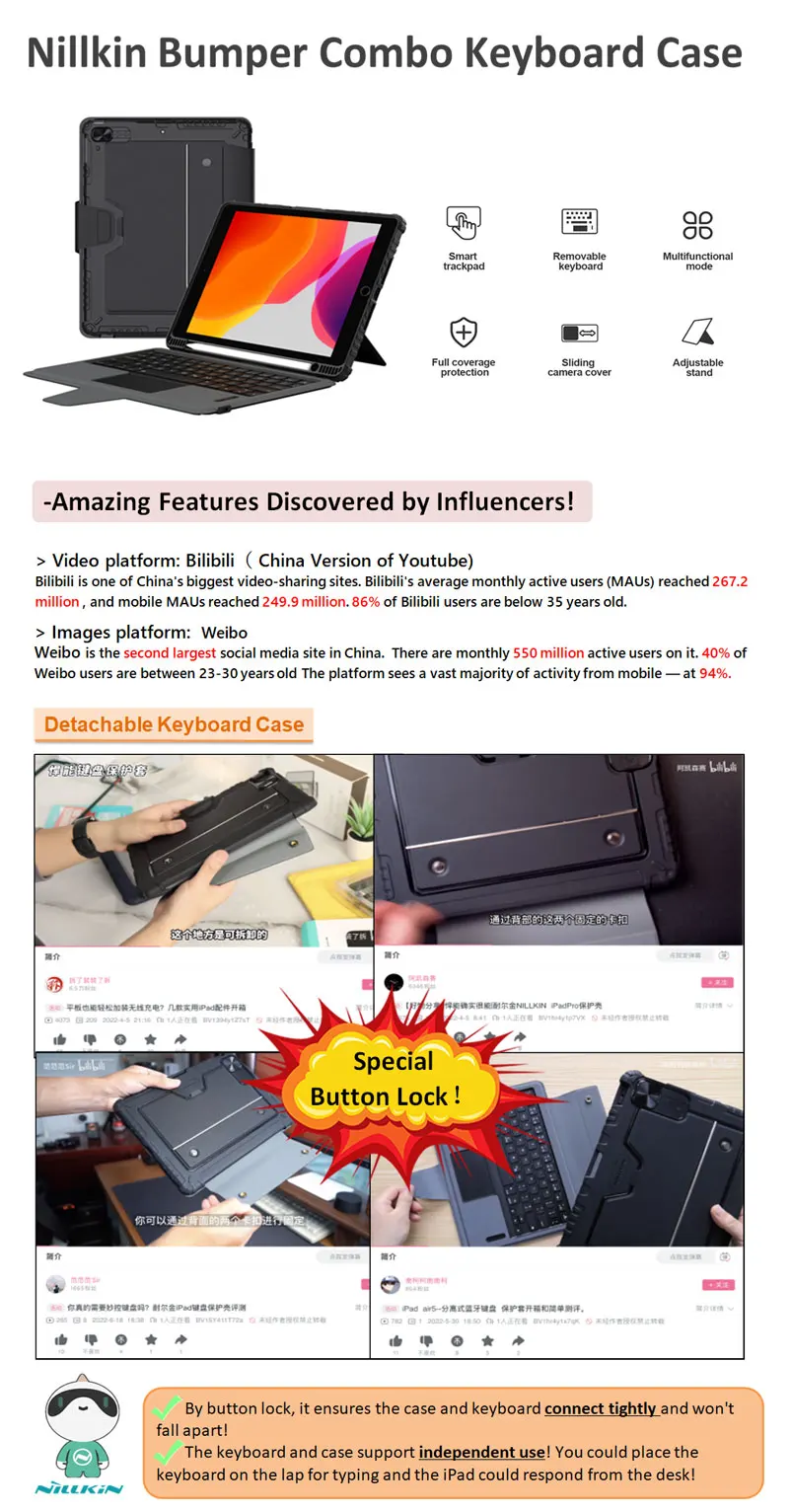 Nillkin Detachable Keyboard Case - Ipad 11 Backlit Trackpad