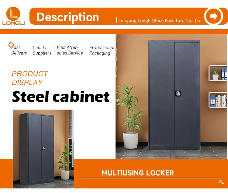 Luoyang Factory Steel Wardrobe Design Double Door Metal Almirah Bedroom ...