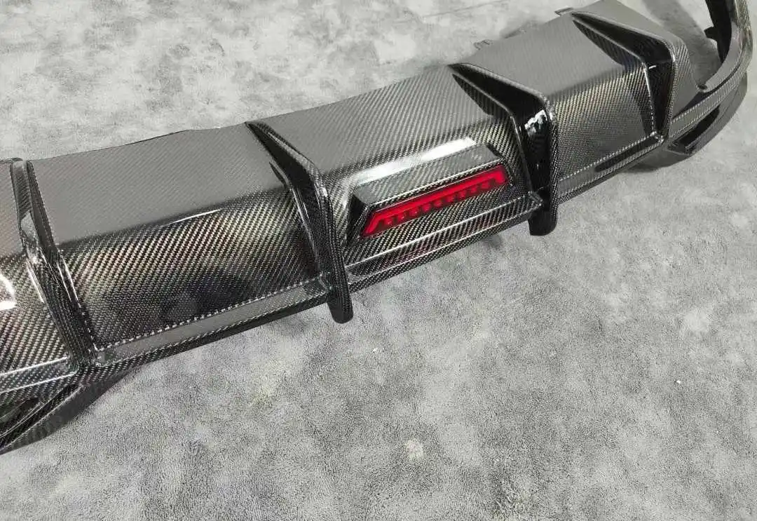 OEM Style Carbon Fiber Rear Diffuser Lip with LED Light for Audi A5 S5