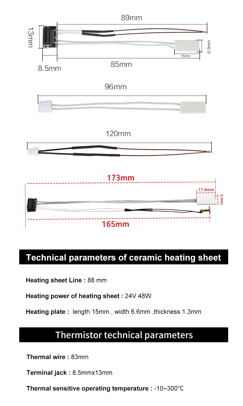 Bambu Lab X1/X1C P1P/P1S A1 Mini Thermistor & Heater