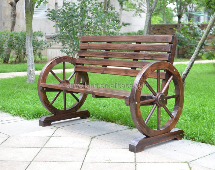 Classic Wooden Outdoor Bench With Sector Back,Arced Seat And Wagon ...