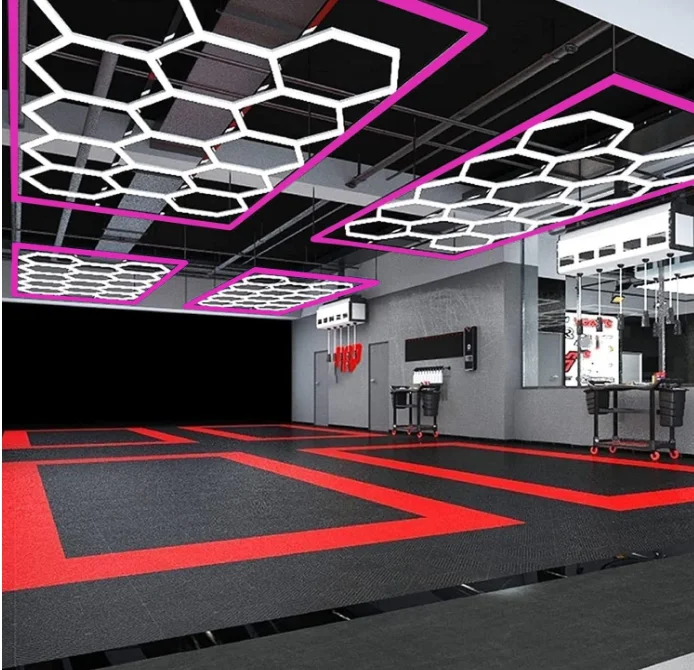 Customizable Honeycomb LED Car Detailing Ceiling Light Hexagon Garage ...