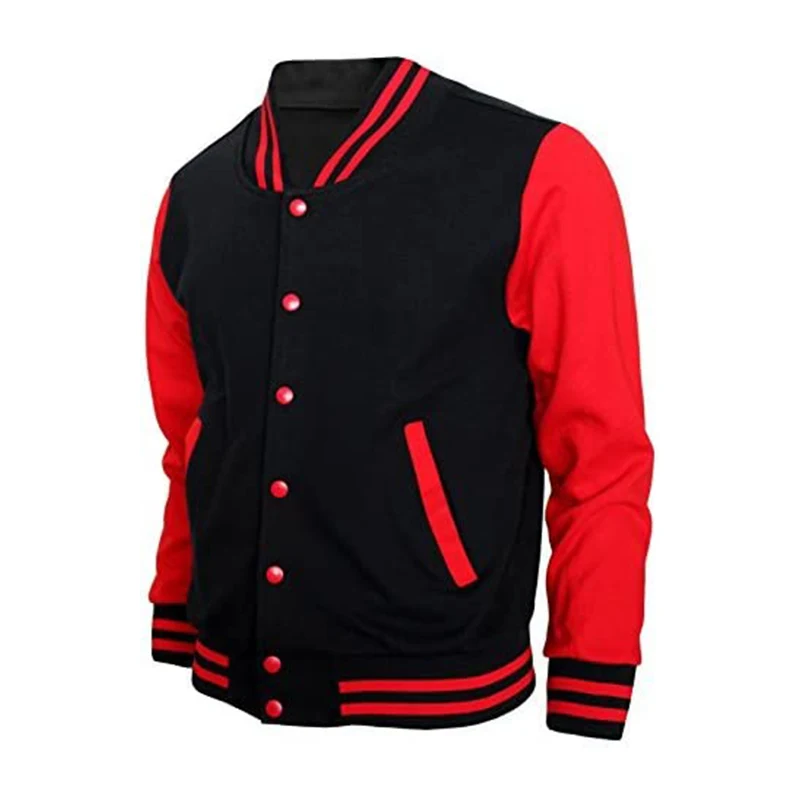 Hot Sale Sportswear Varsity Jacket Long Sleeve Splicing Striped Men ...