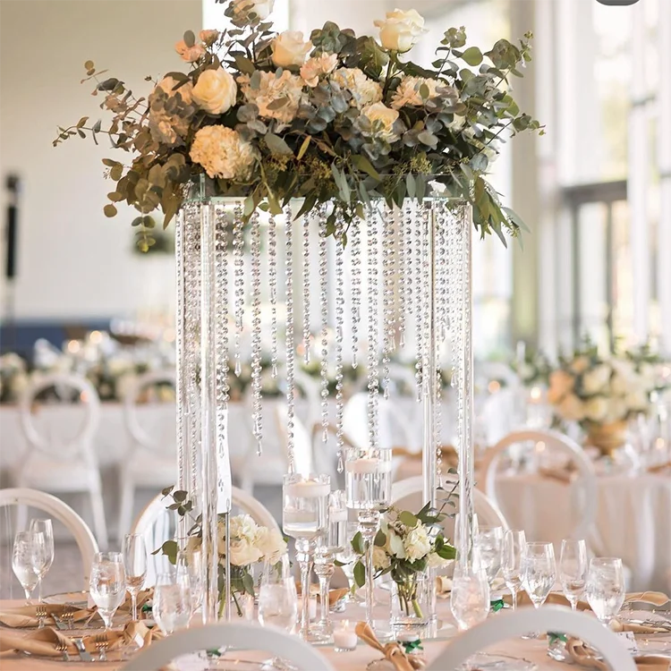 Rectangle Crystal Glass Wedding Centerpiece Stand Flower for Wedding ...