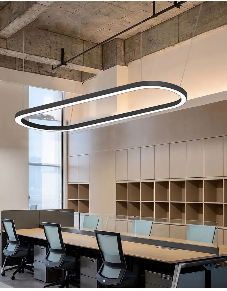 Aluminum Curved Oval Led Linear Pendant Light Customized Size Linkable ...